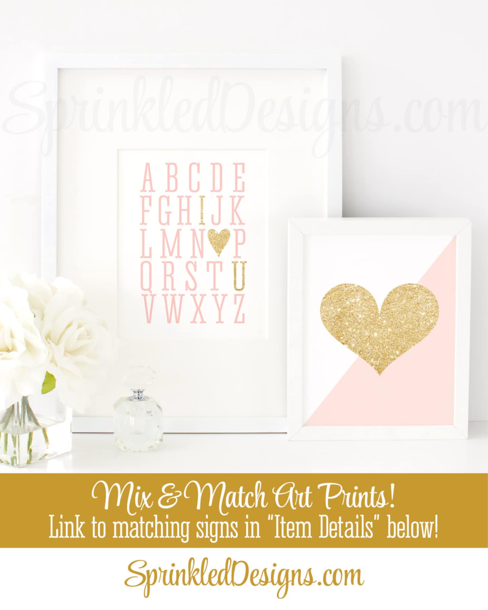 Alphabet ABC I Love You Printable Baby Girl Nursery Room Art - Etsy