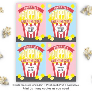 Popcorn Valentine Printable Tag Poppin Valentines Cards Non Candy ...
