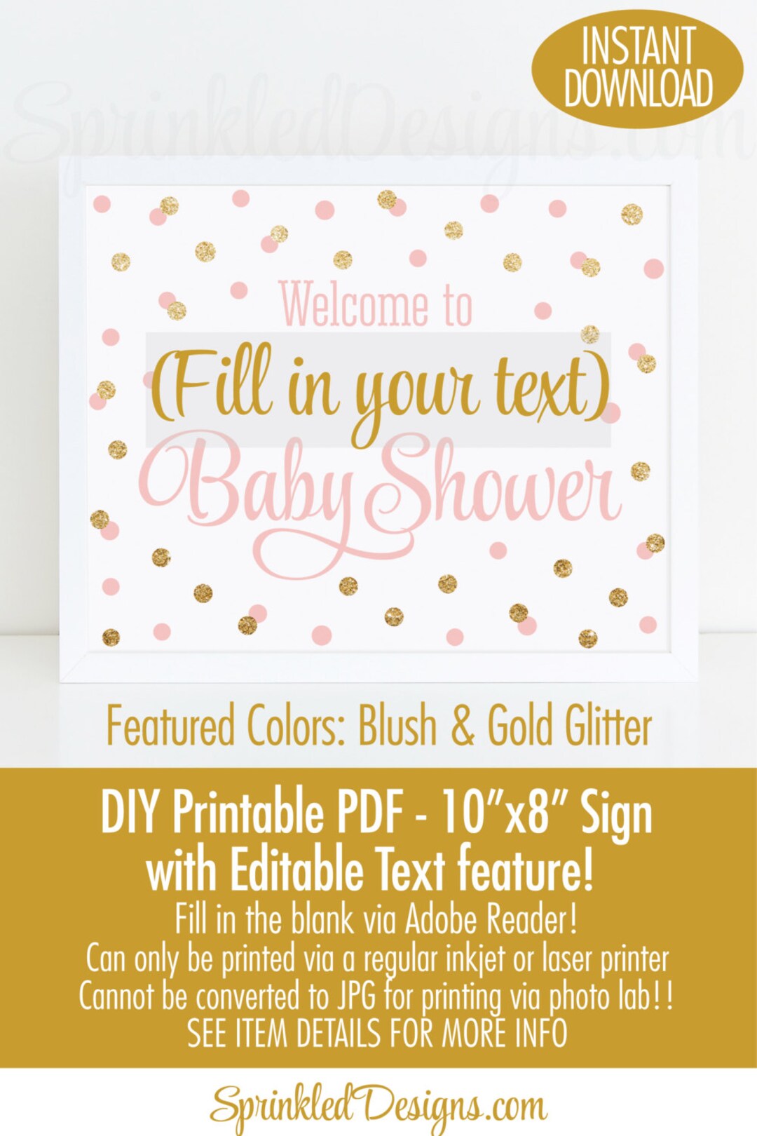 Baby Shower Welcome Sign Printable 10x8 EDITABLE TEXT PDF - Etsy