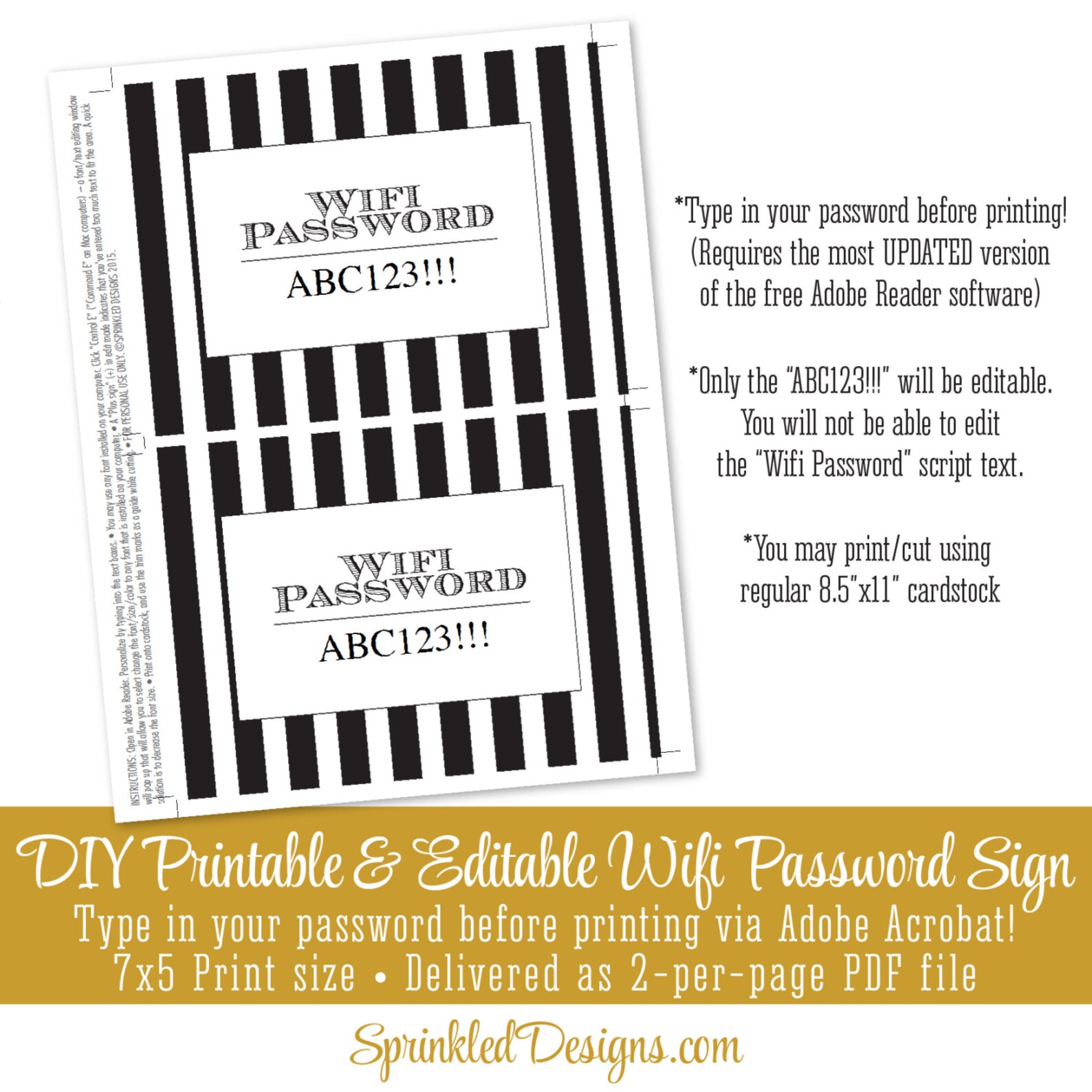 Wifi Password Printable Sign Wireless Internet Password | Etsy