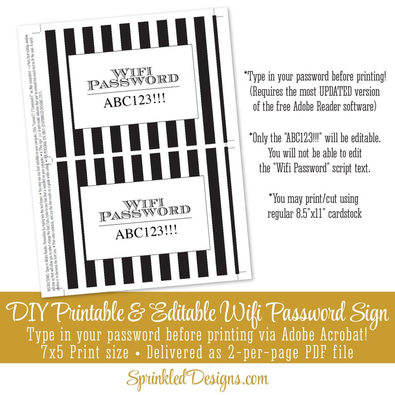 Wifi Password Printable Sign Wireless Internet Password | Etsy