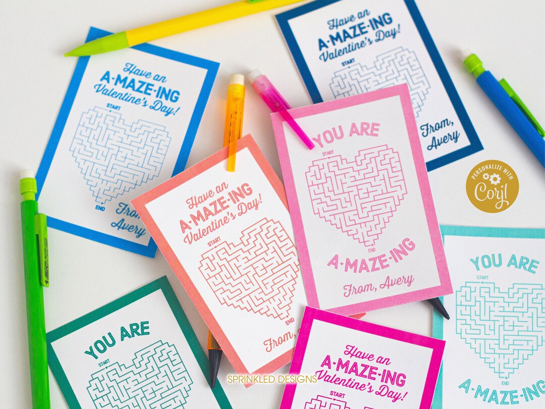 Heart Maze Valentines Cards - You're Amazing - Printable Valentines for ...