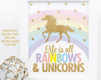Printable Unicorn First Birthday Party Decorations Rainbow | Etsy