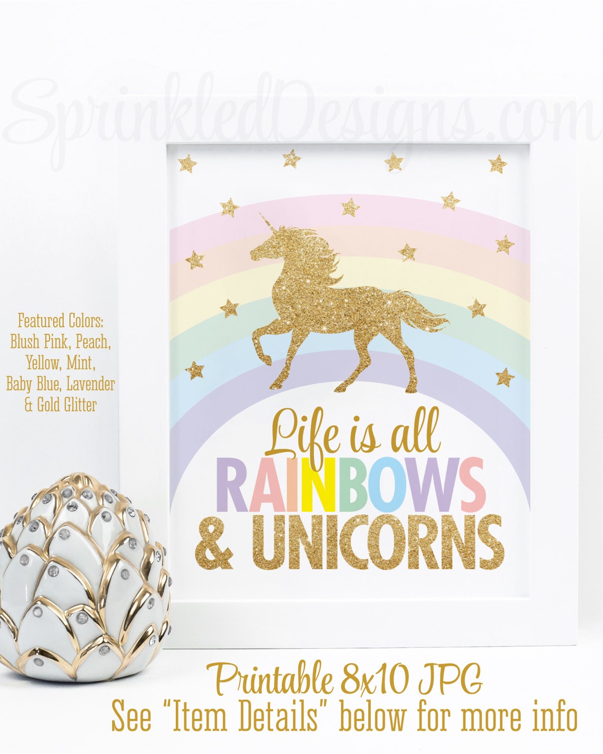 Life is all Rainbows & Unicorns Printable Unicorn Sign | Etsy