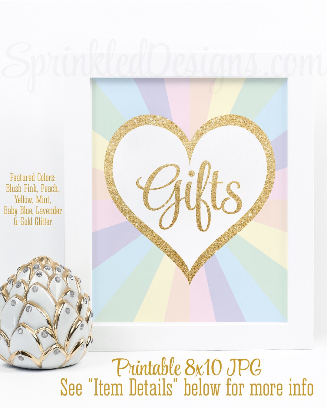 Gift Table Sign, Printable Rainbow Unicorn Birthday Party Decorations ...