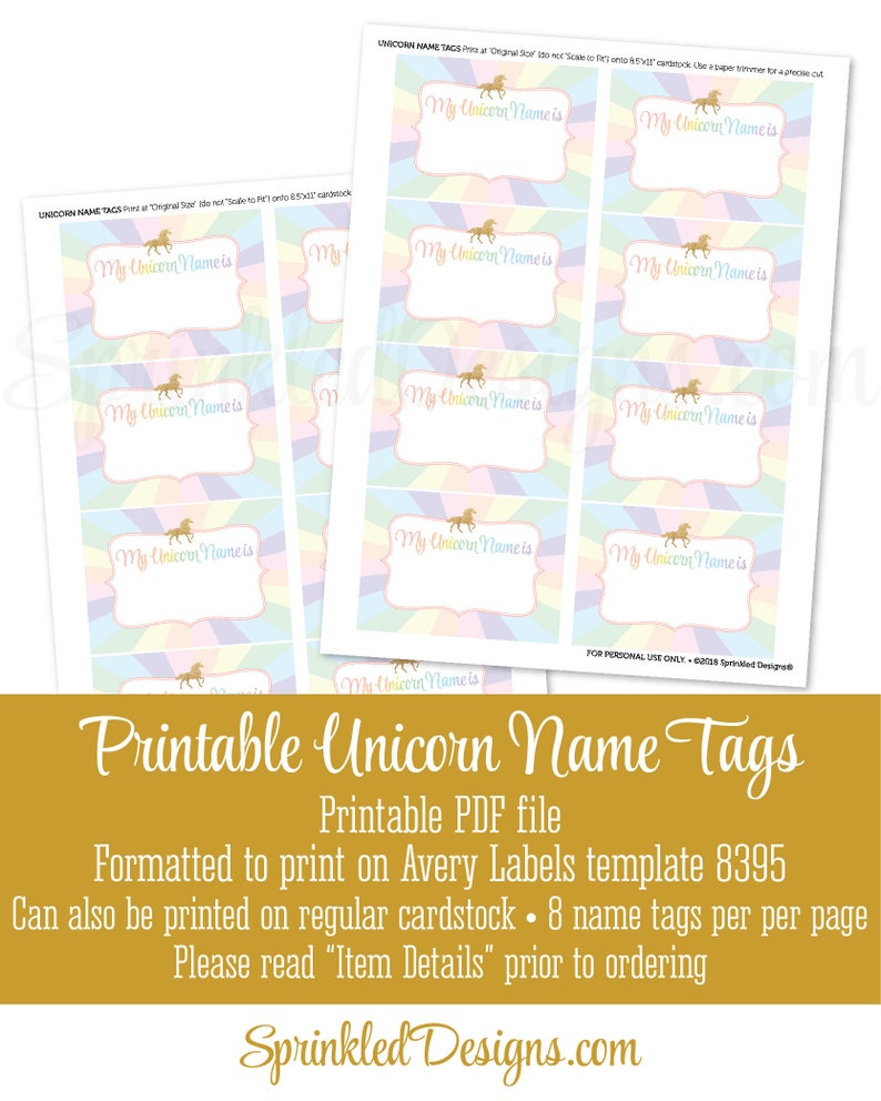 Unicorn Name Party Sign Name Tags Unicorn Name Party Game - Etsy