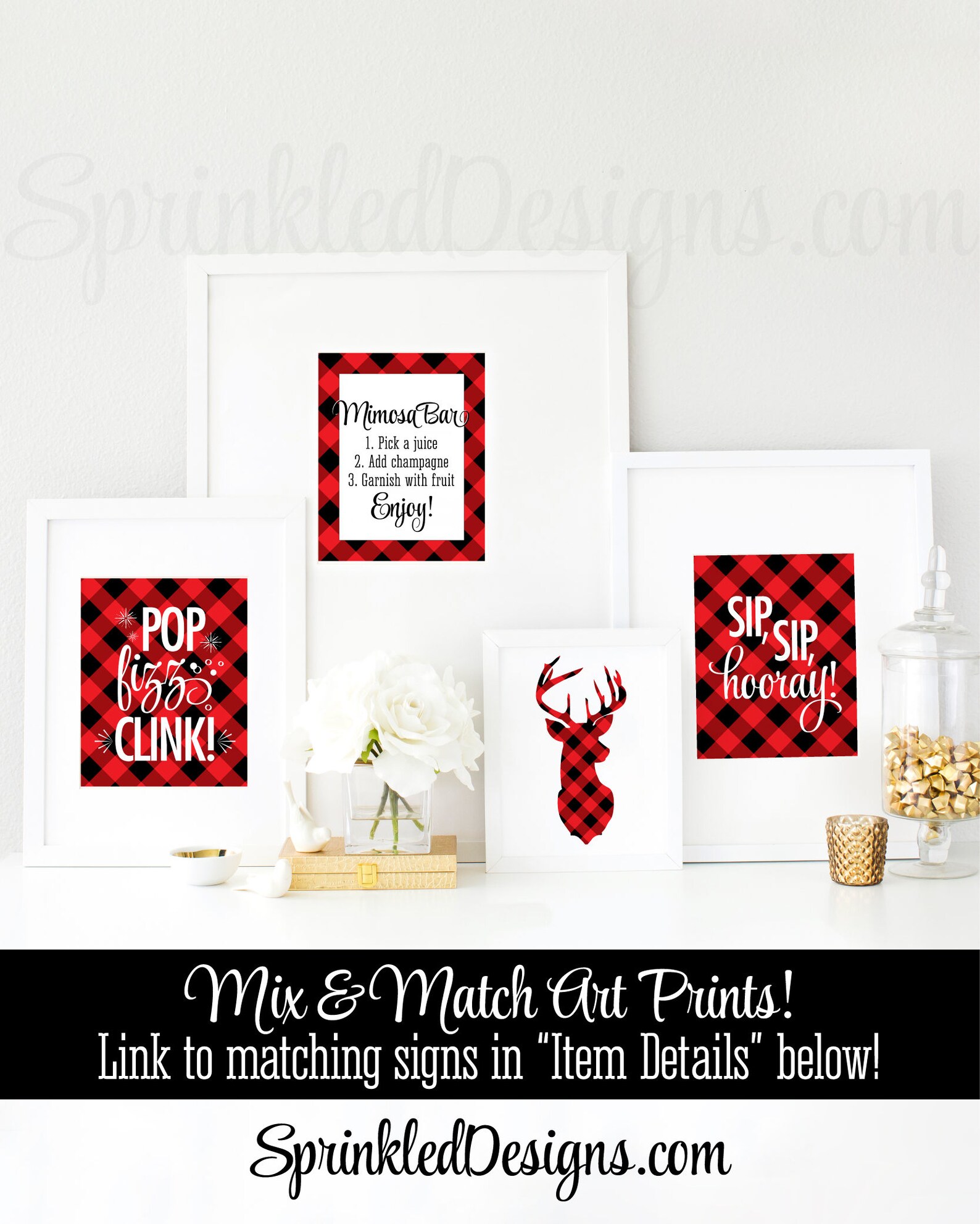 Pop Fizz Clink Buffalo Plaid Christmas Party Decor | Etsy