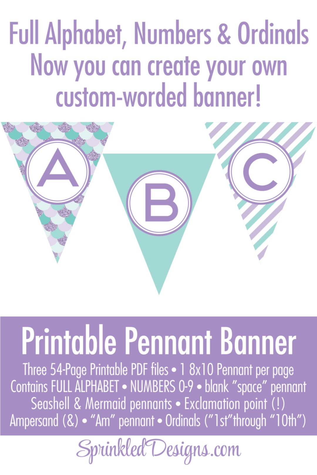 Mermaid Party Banner, Under the Sea Printable Mermaid Party Decorations ...