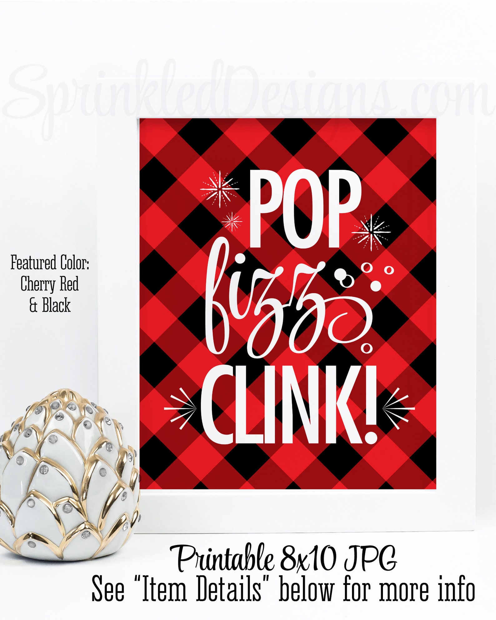Pop Fizz Clink Buffalo Plaid Christmas Party Decor | Etsy