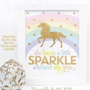 She Leaves A Little Sparkle Wherever She Goes Printable Sign, Rainbow ...