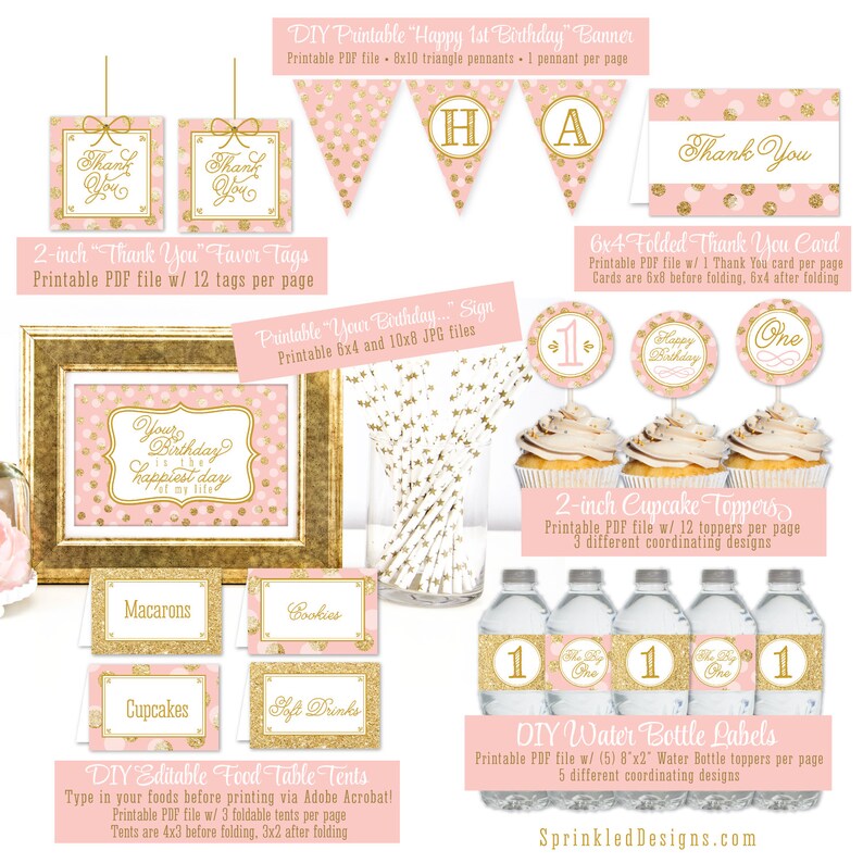 Blush Pink Gold Glitter Printable FULL ALPHABET Banner - Etsy