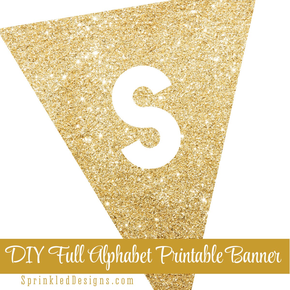 Printable DIY Gold Glitter FULL ALPHABET Pennant Banner - Etsy