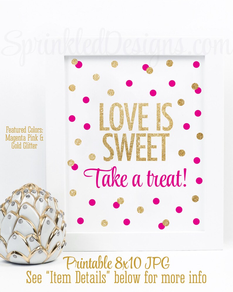 Love is Sweet Take A Treat Party Favor Sign Printable Bridal | Etsy