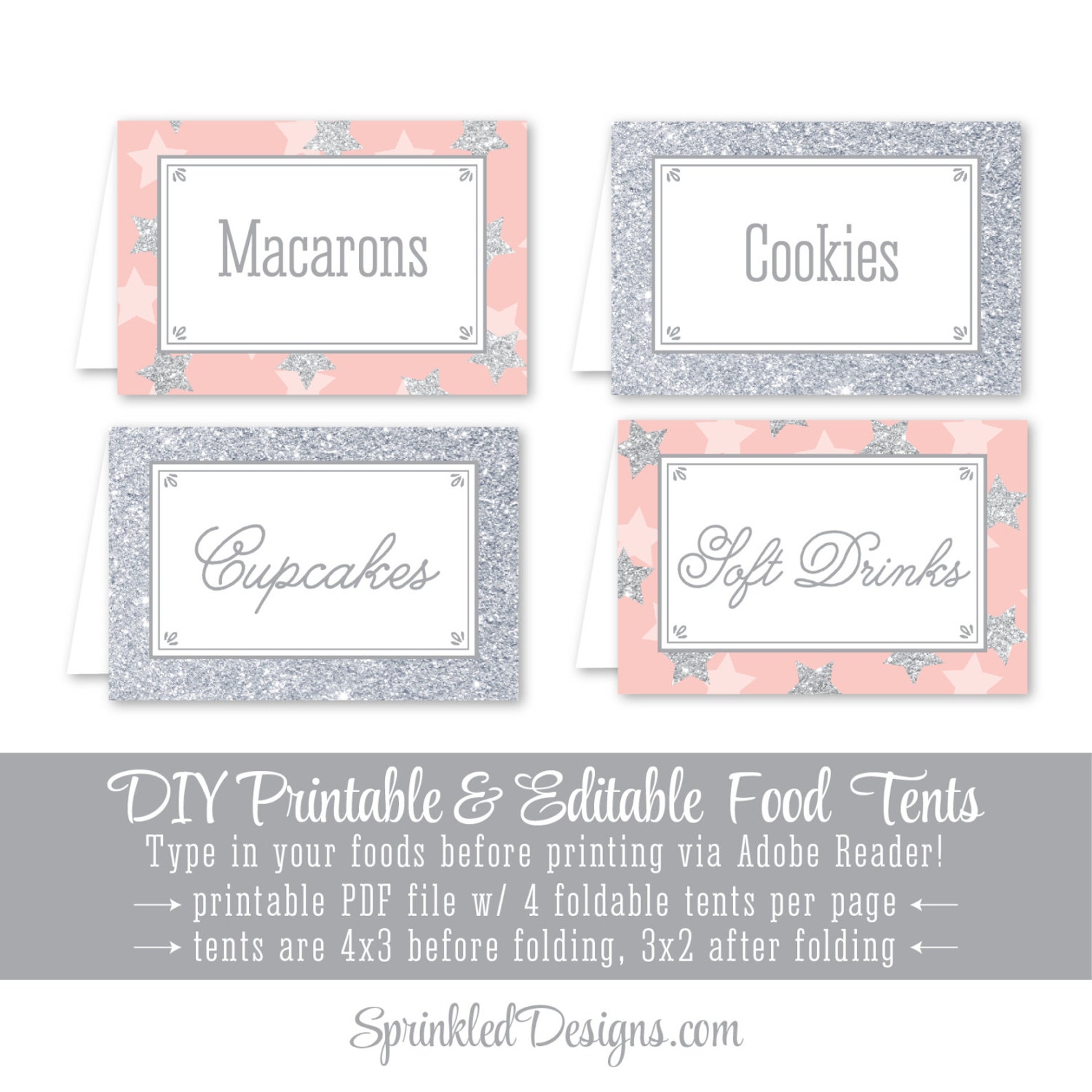 Printable Party Food Tents Editable Buffet Table Place Cards | Etsy