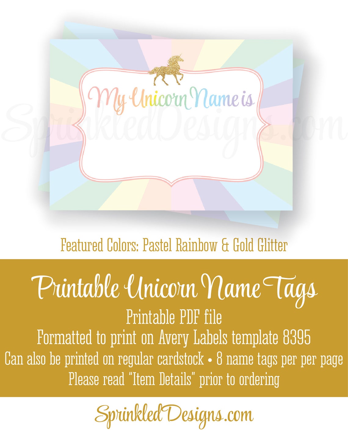 Unicorn Name Party Sign Name Tags Unicorn Name Party Game - Etsy