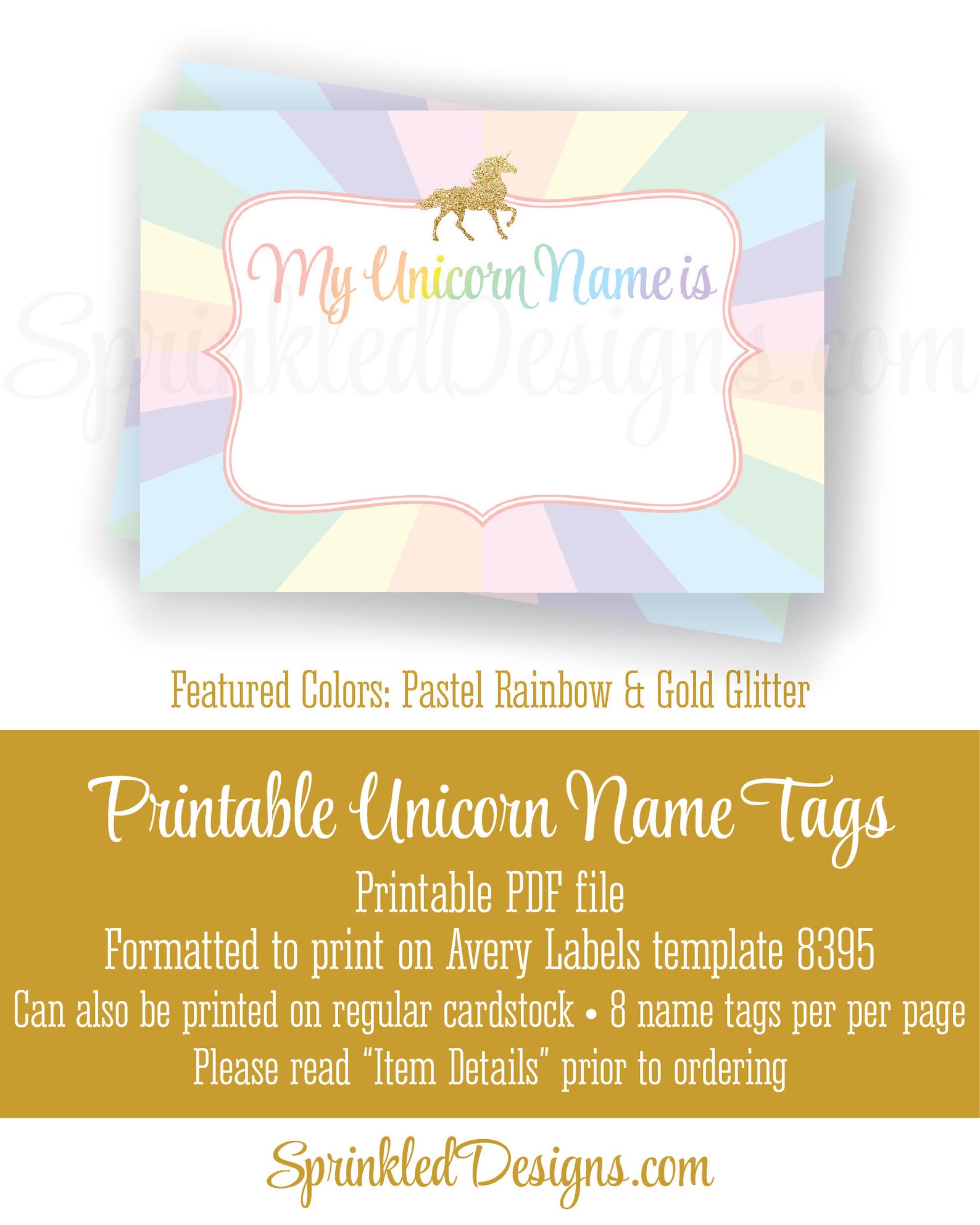 Unicorn Name Party Sign Name Tags Unicorn Name Party Game - Etsy