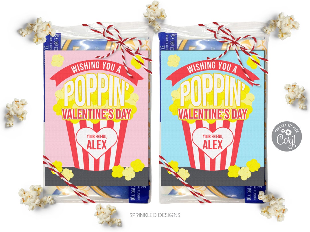 Popcorn Valentine Printable Tag Poppin Valentines Cards Non Candy ...