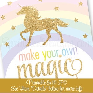 Make Your Own Magic Printable Sign Rainbow Unicorn Birthday - Etsy
