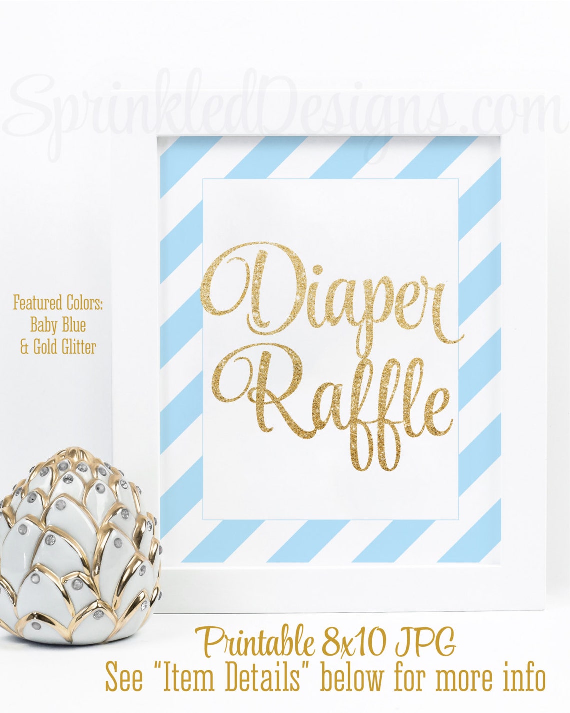 Printable Diaper Raffle Sign for Boy Baby Shower Baby Blue | Etsy