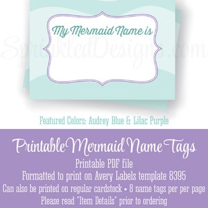 Mermaid Name Party Sign Name Tags, Mermaid Name Party Game, What's Your ...