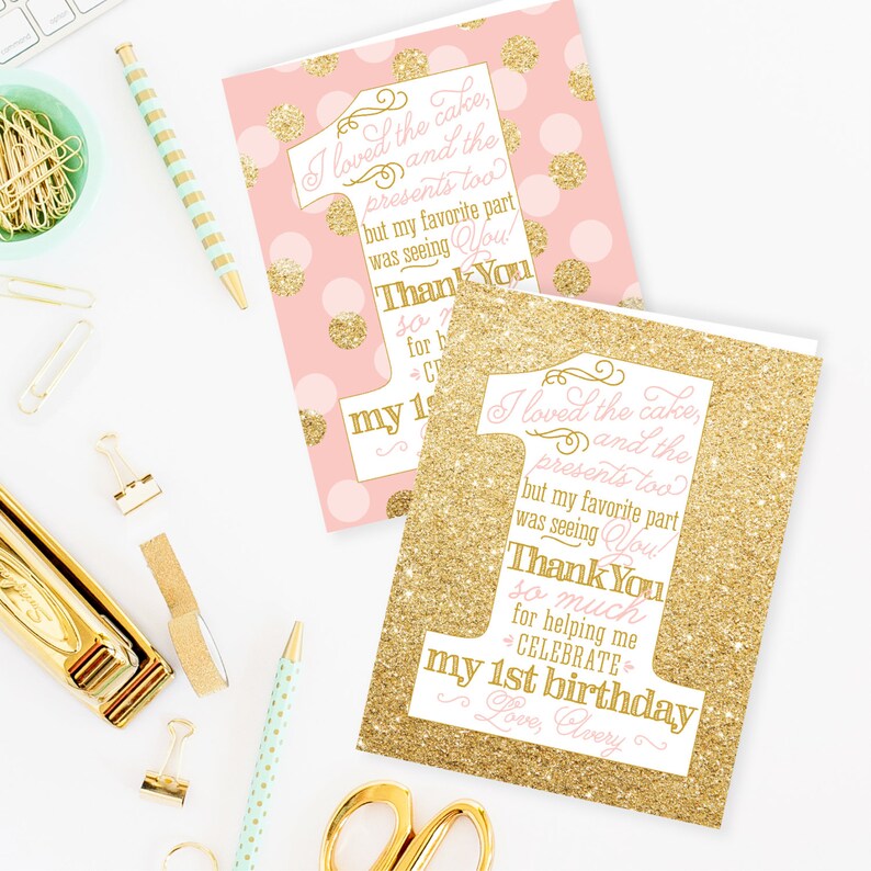 First Birthday Thank You Card Personalized Custom 1st | Etsy