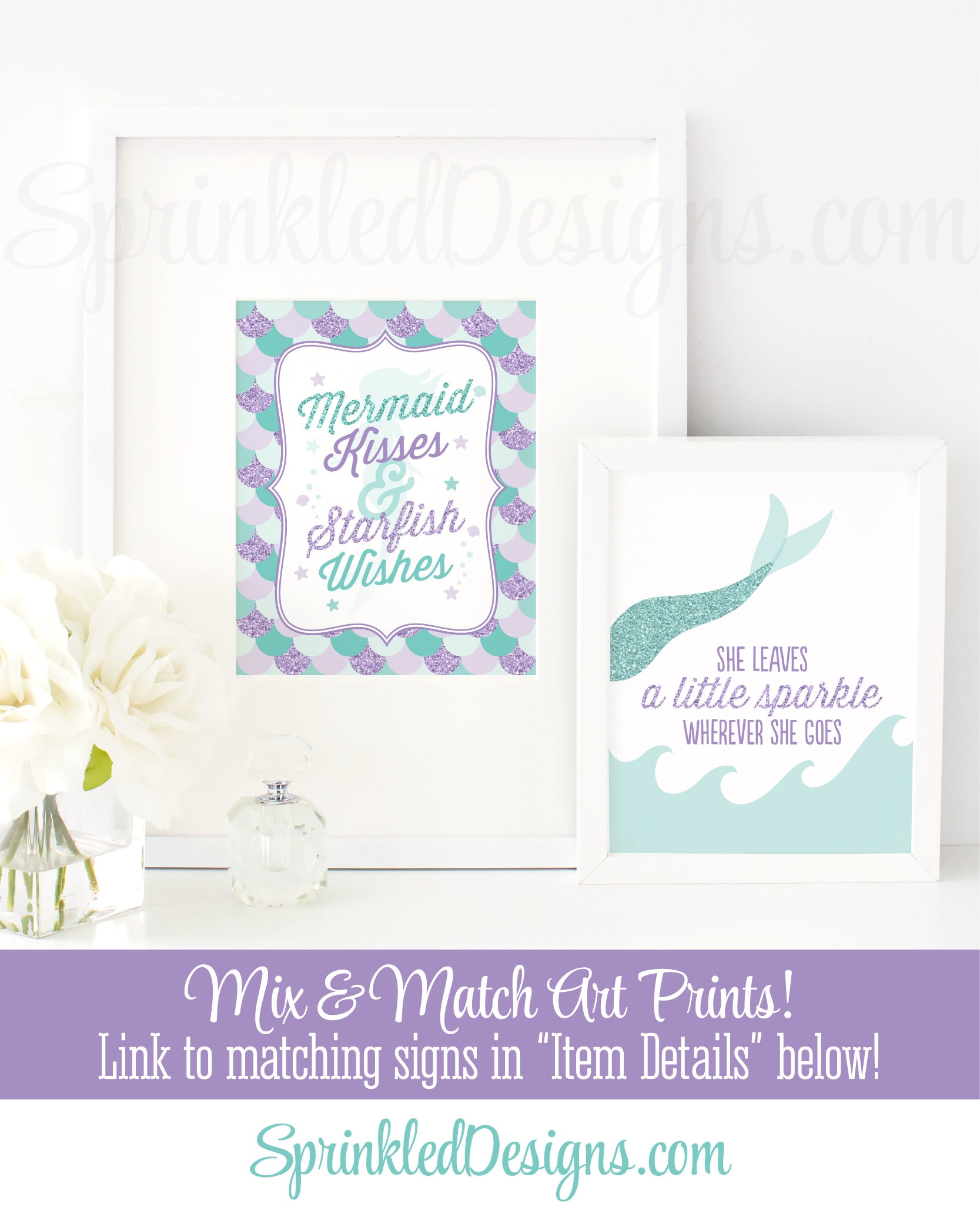 Mermaid Kisses Starfish Wishes Printable Mermaid Wall Art | Etsy