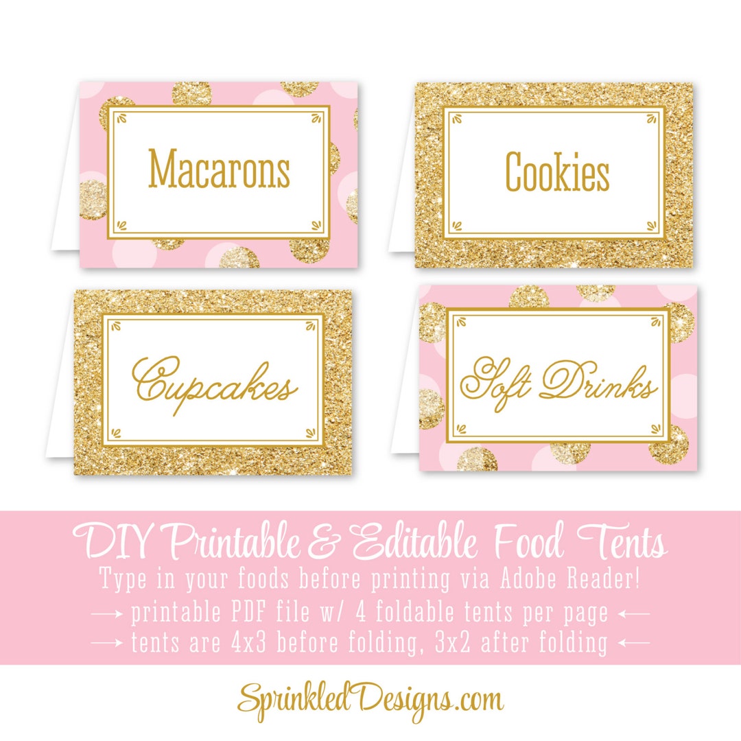 Printable Party Food Tents Folding Editable Text Buffet - Etsy Canada