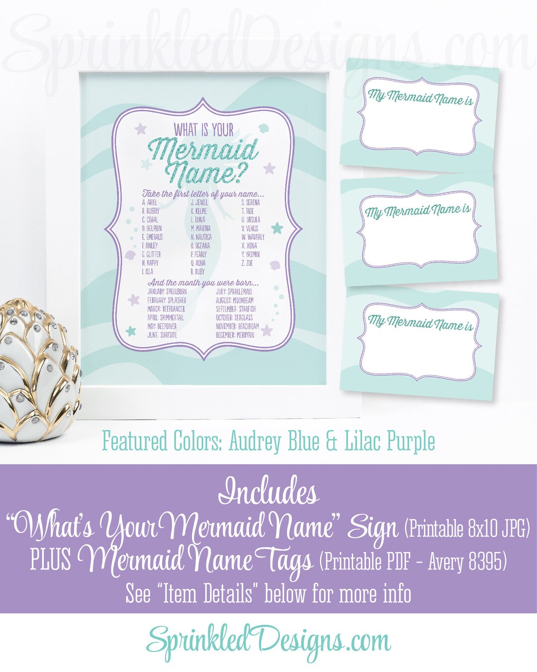 Mermaid Name Party Sign Name Tags, Mermaid Name Party Game, What's Your ...