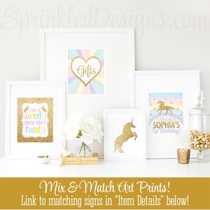 Gift Table Sign, Printable Rainbow Unicorn Birthday Party Decorations ...
