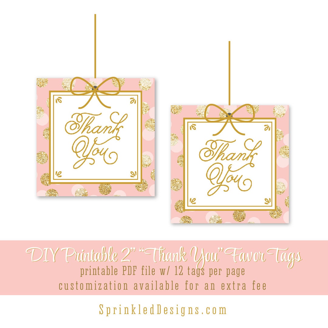 Pink and Gold Party Favor Tags Printable Thank You Favor Tags - Etsy ...