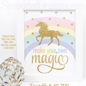 Make Your Own Magic Printable Sign Rainbow Unicorn Birthday - Etsy
