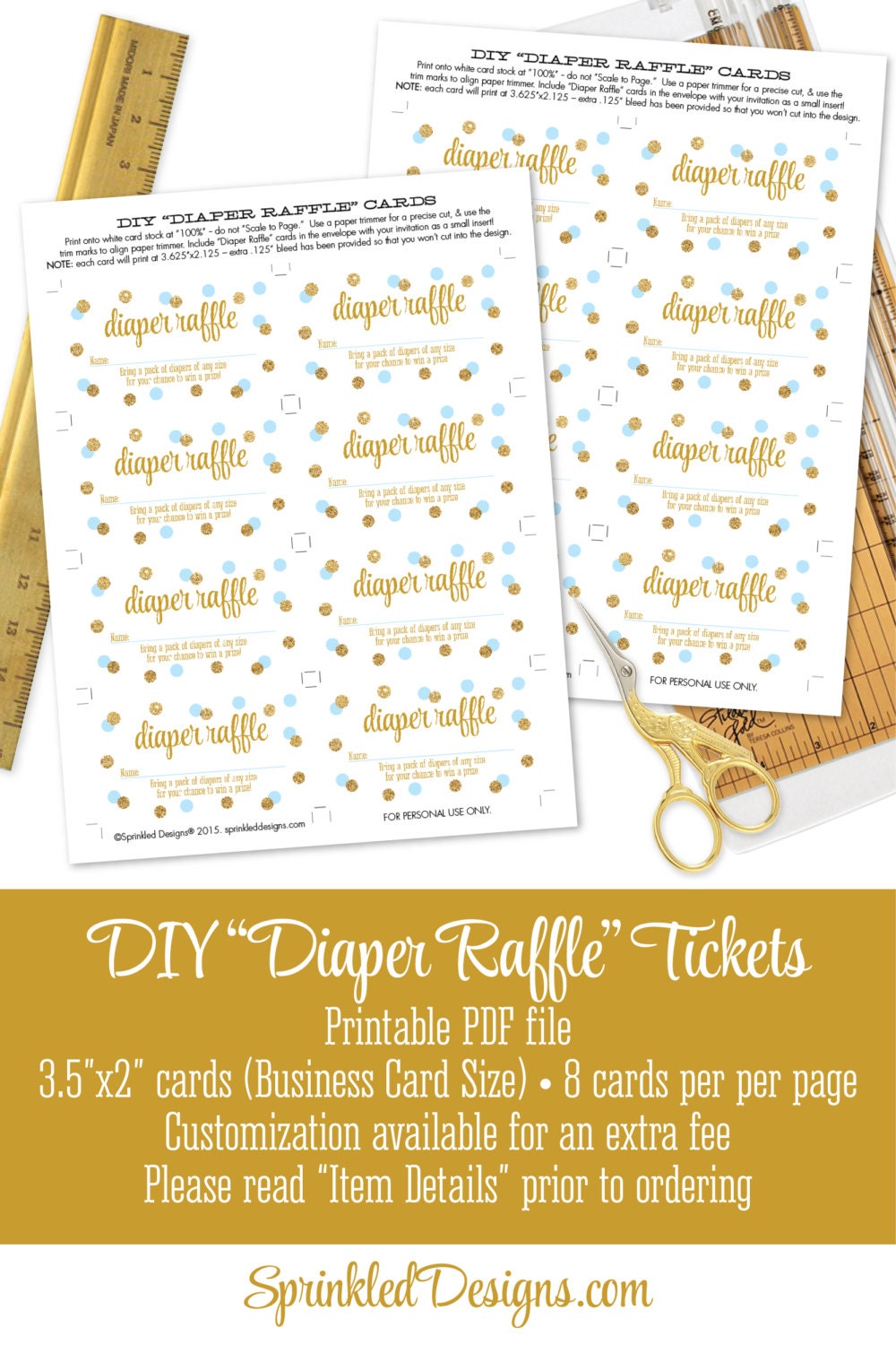 Printable Diaper Raffle Tickets & Sign for Boy Baby Shower | Etsy