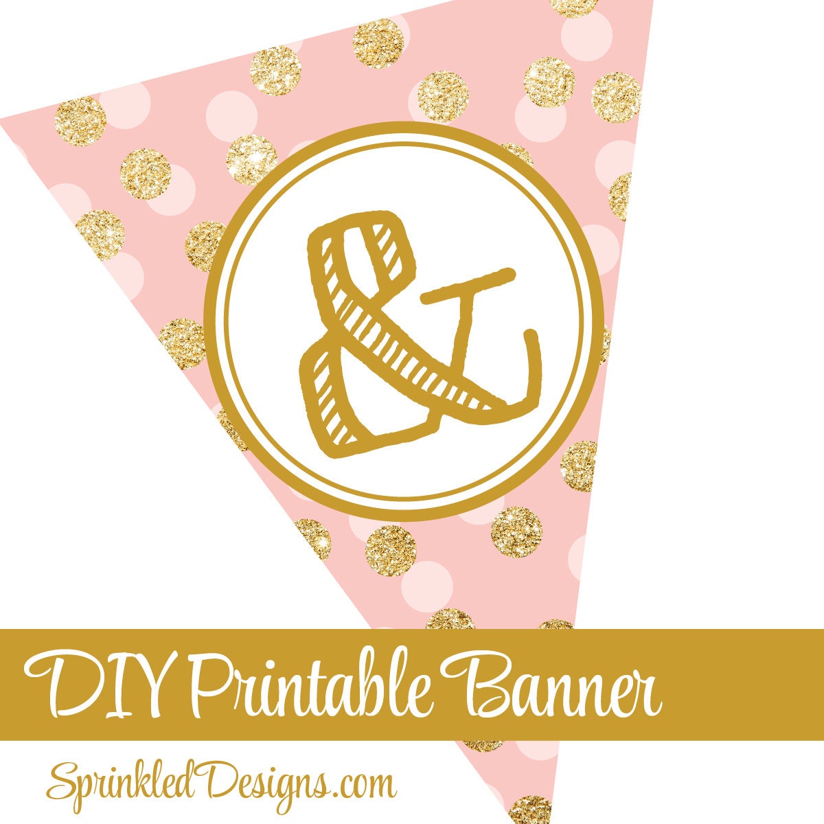 Blush Pink Gold Glitter Printable FULL ALPHABET Banner - Etsy