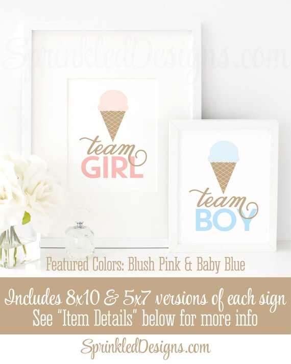 Team Boy Team Girl Printable Signs - Ice Cream Social Gender Reveal ...