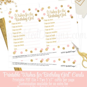 Birthday Wishes for Birthday Girl Blush Pink Gold Glitter - Etsy