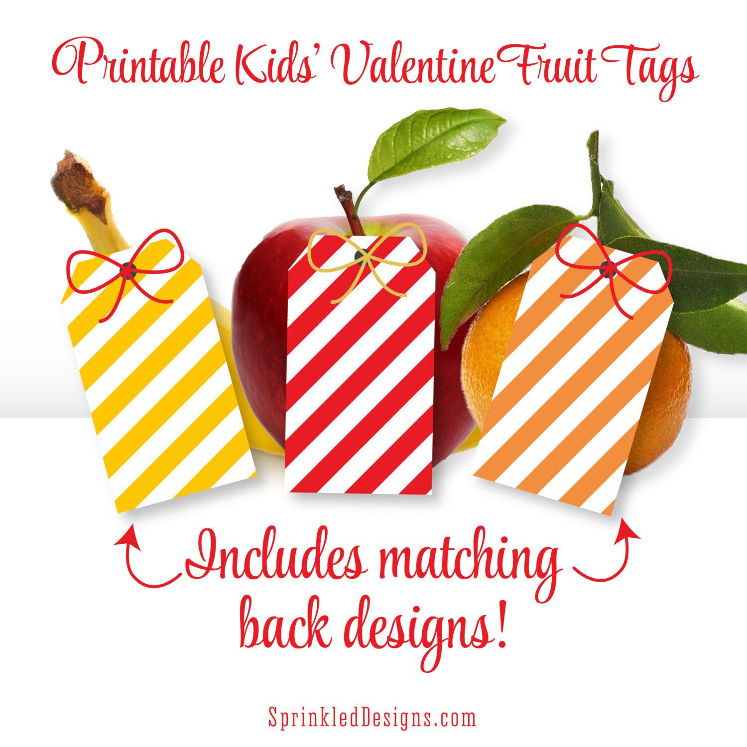 Kids Valentine's Day Fruit Tags - Orange You so Glad - Apple of My Eye ...