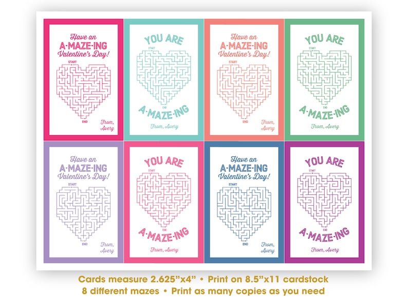 Heart Maze Valentines Cards - You're Amazing - Printable Valentines for ...