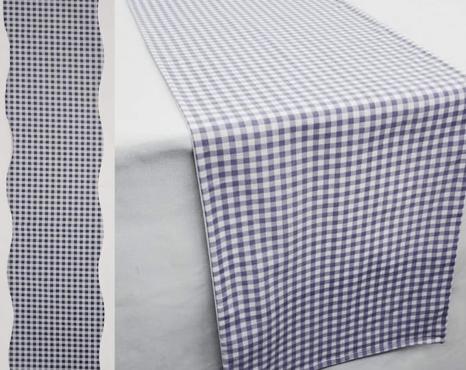 Navy Blue & White Checked Gingham Table Runner - Etsy
