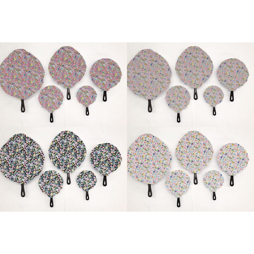 Birds & Butterflies in Blooms Cast Iron Pan Covers (set of 5) 4 Colors ...