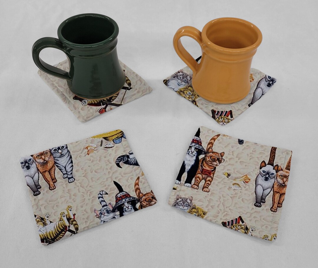 Beach Cats Cloth Coasters - Etsy