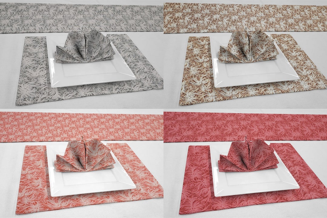 Breezy Swirl Placemat Table Runner Cloth Napkins Set 4 Colors Available ...