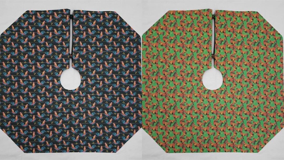 Roosters Christmas Tree Skirt 2 Colors Available - Etsy