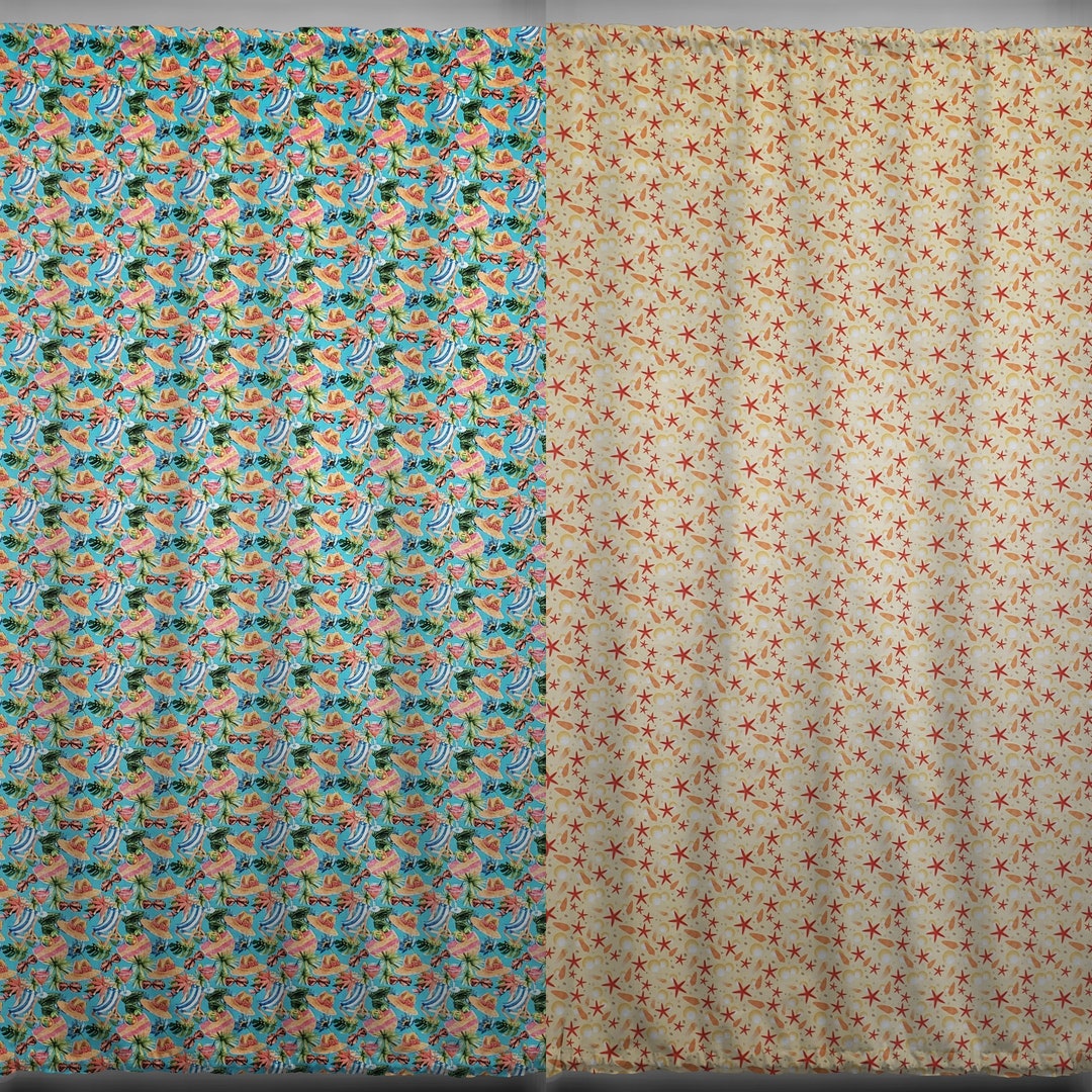 Beach Seaside French Door Curtain Panel With Tie Back - Etsy