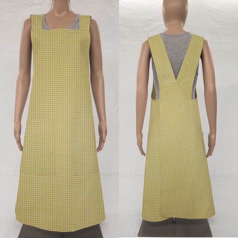 Checked Gingham Cross Back Apron - Etsy