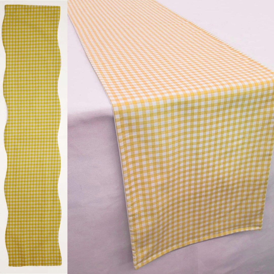 Yellow & White Checked Gingham Table Runner - Etsy