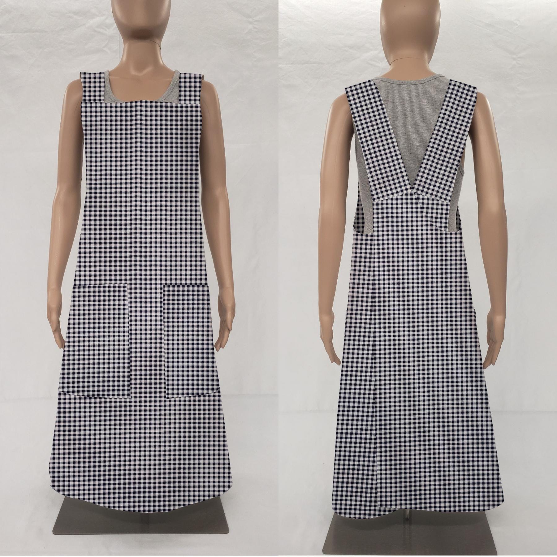 Checked Gingham Cross Back Apron - Etsy