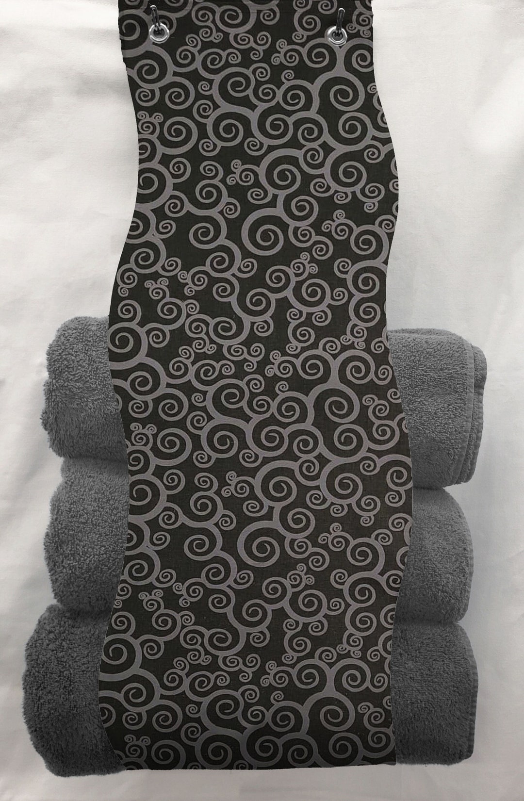 Black & Gray Scroll Damask Bath Towel Holder - Etsy