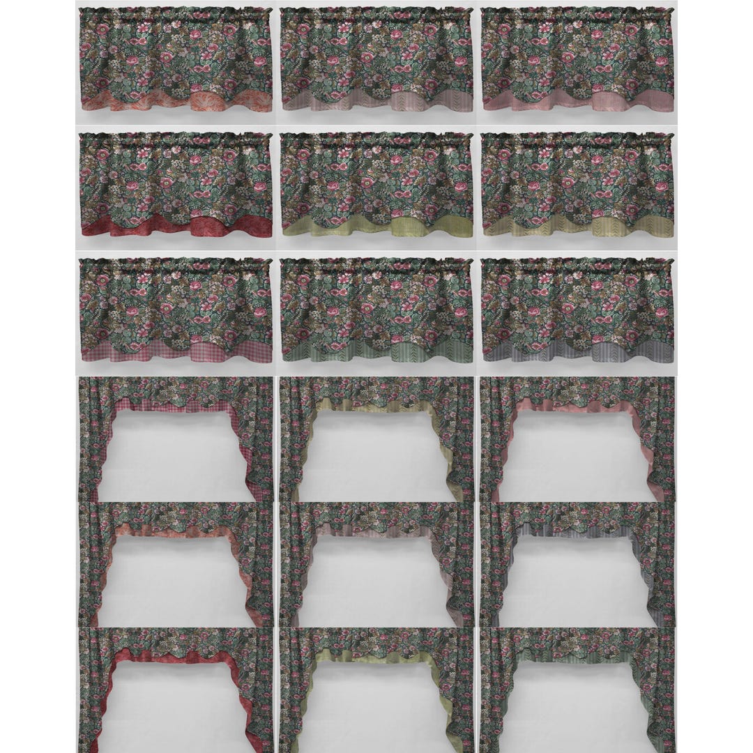 Green Rose Garden Country Valances and Swags - Etsy