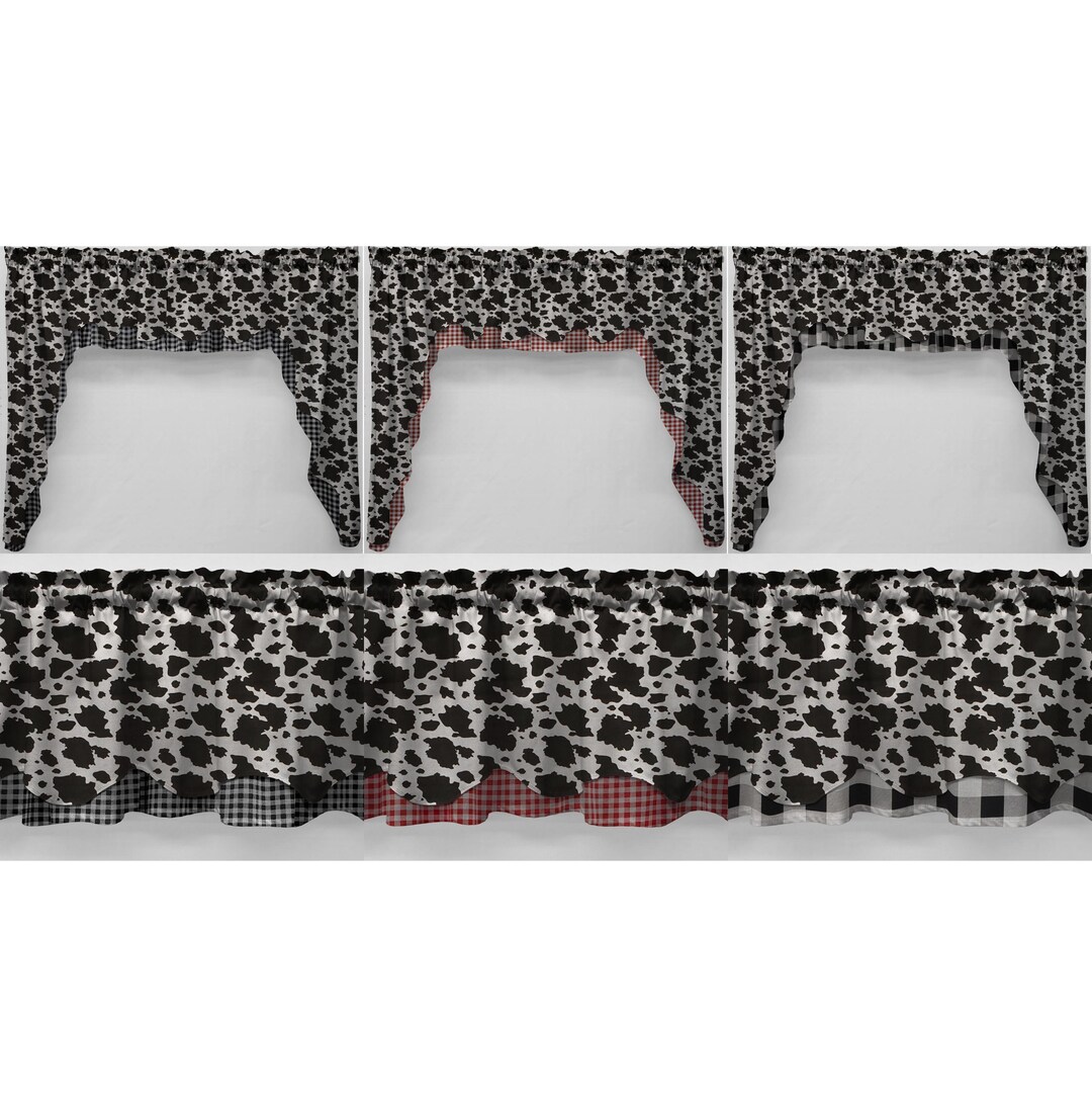Black & White Cow Spots Country Valances and Swags - Etsy