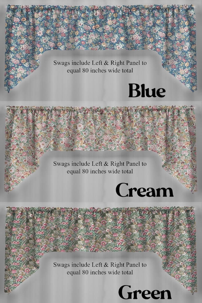 Rose Garden Valances, Curtains or Swags (3 Colors Available) - Etsy